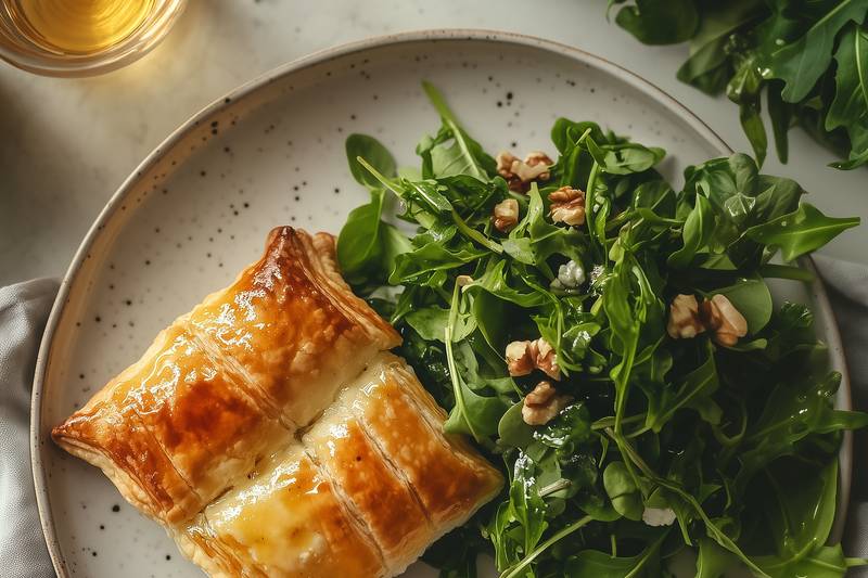 Le Feuilleté au chèvre et salade de mâche - Mon Marché